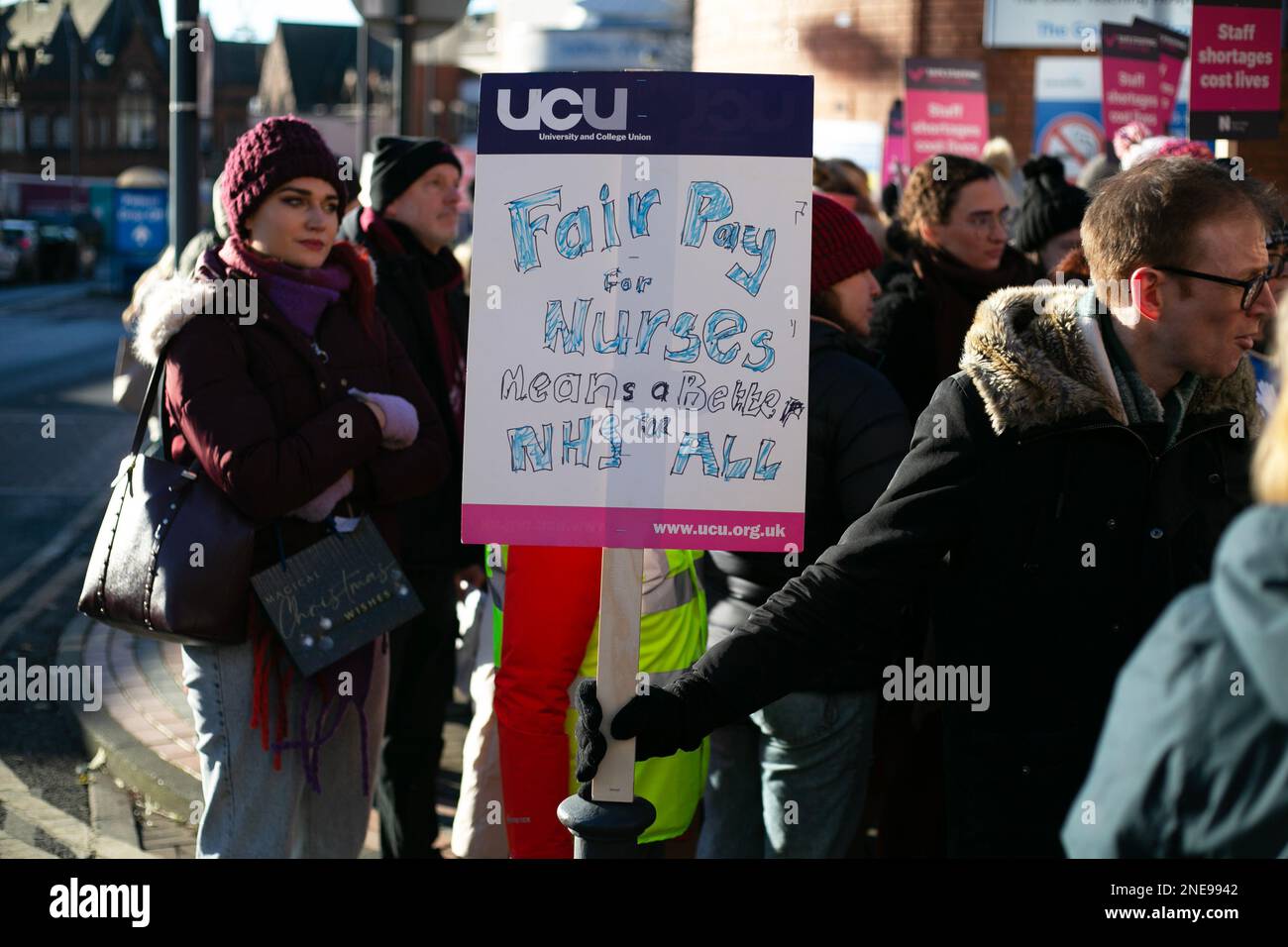 Nurses striking on the picket line outside Leeds General Infirmary ...