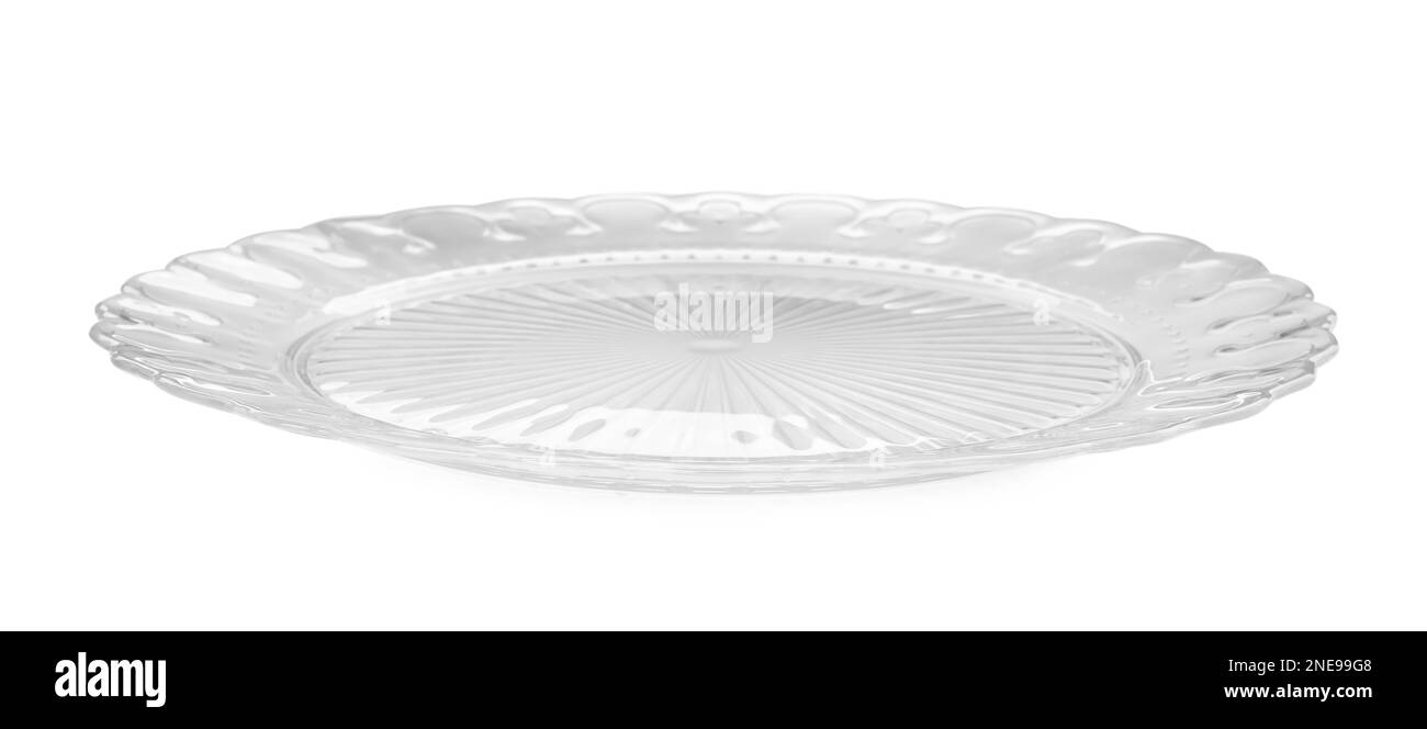 Empty clean glass plate isolated on white Stock Photo - Alamy