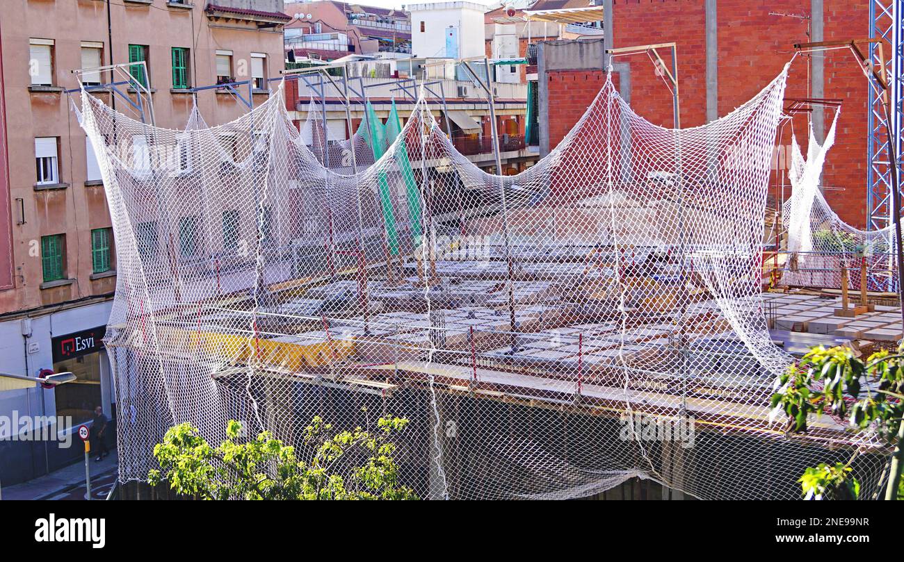 Construction works of a block of flats in Barcelona, Catalunya, Spain ...