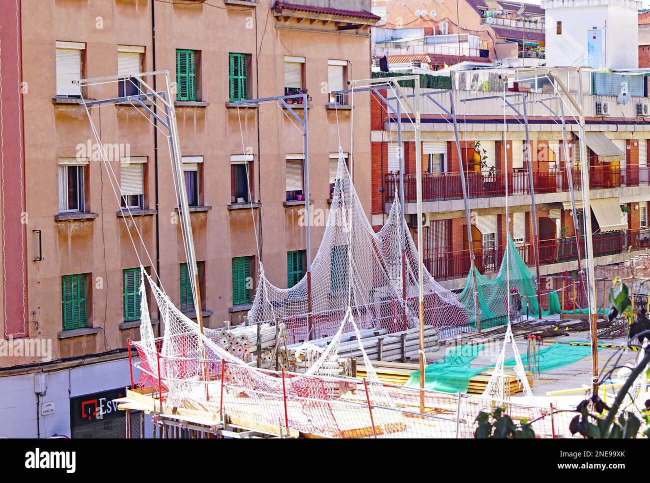 Construction works of a block of flats in Barcelona, Catalunya, Spain ...