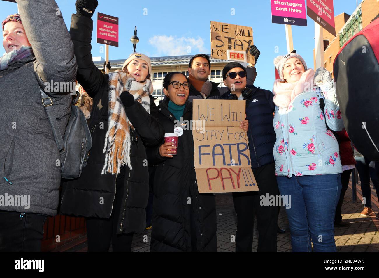 Nurses striking on the picket line outside Leeds General Infirmary ...