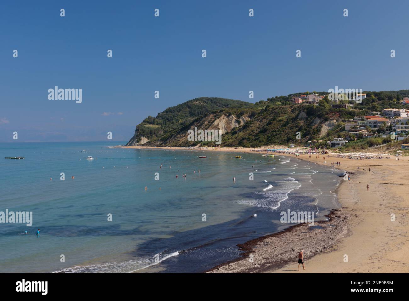 Picturesque beach on the Greek island of Corfu, blue lagoon Stock Photo ...