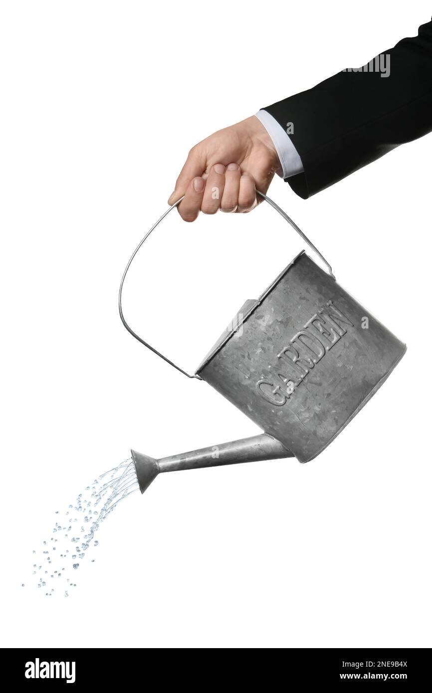 Man pouring bucket water Cut Out Stock Images & Pictures - Alamy