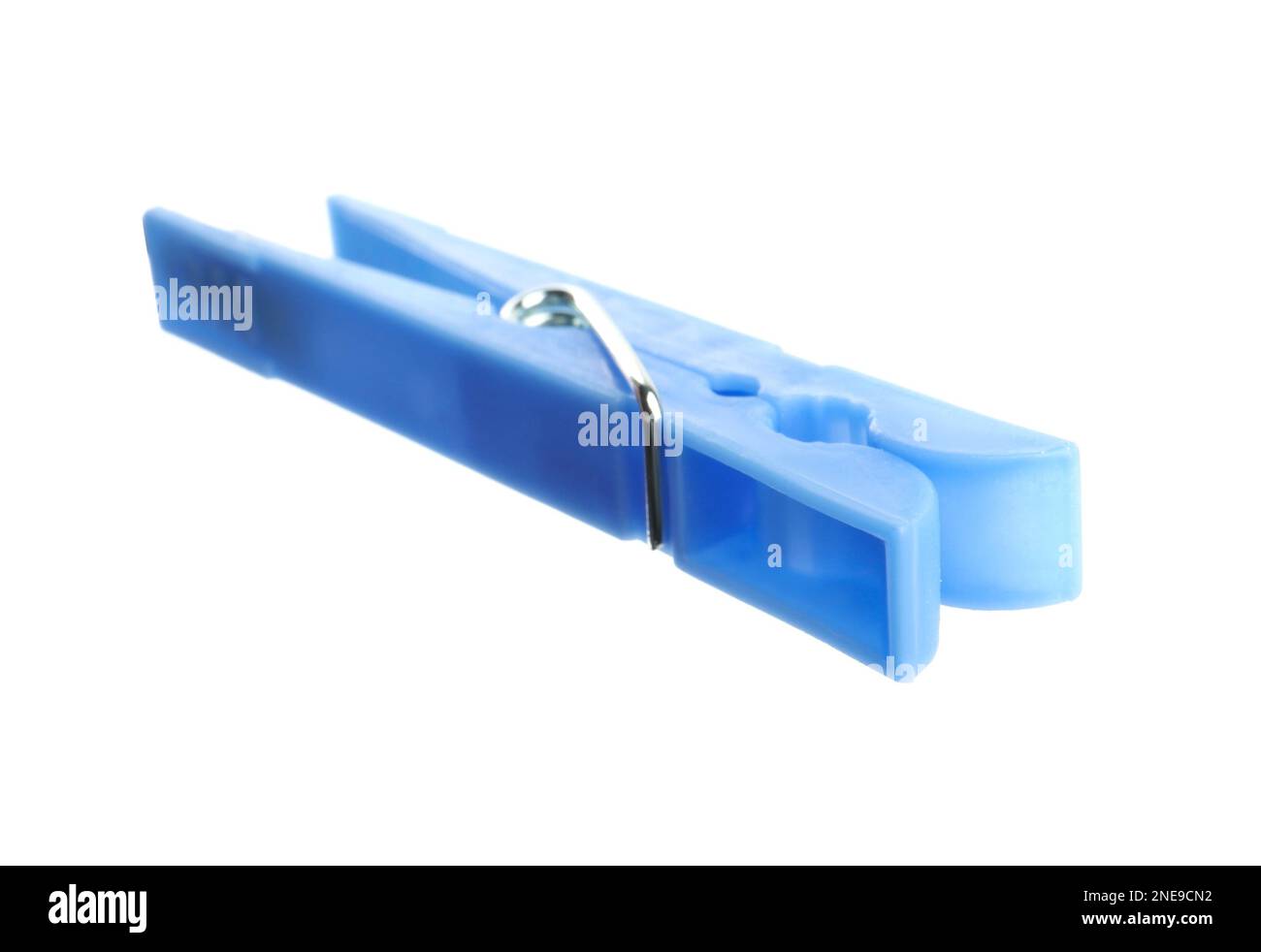 Bright light blue plastic clothespin isolated on white Stock Photo - Alamy