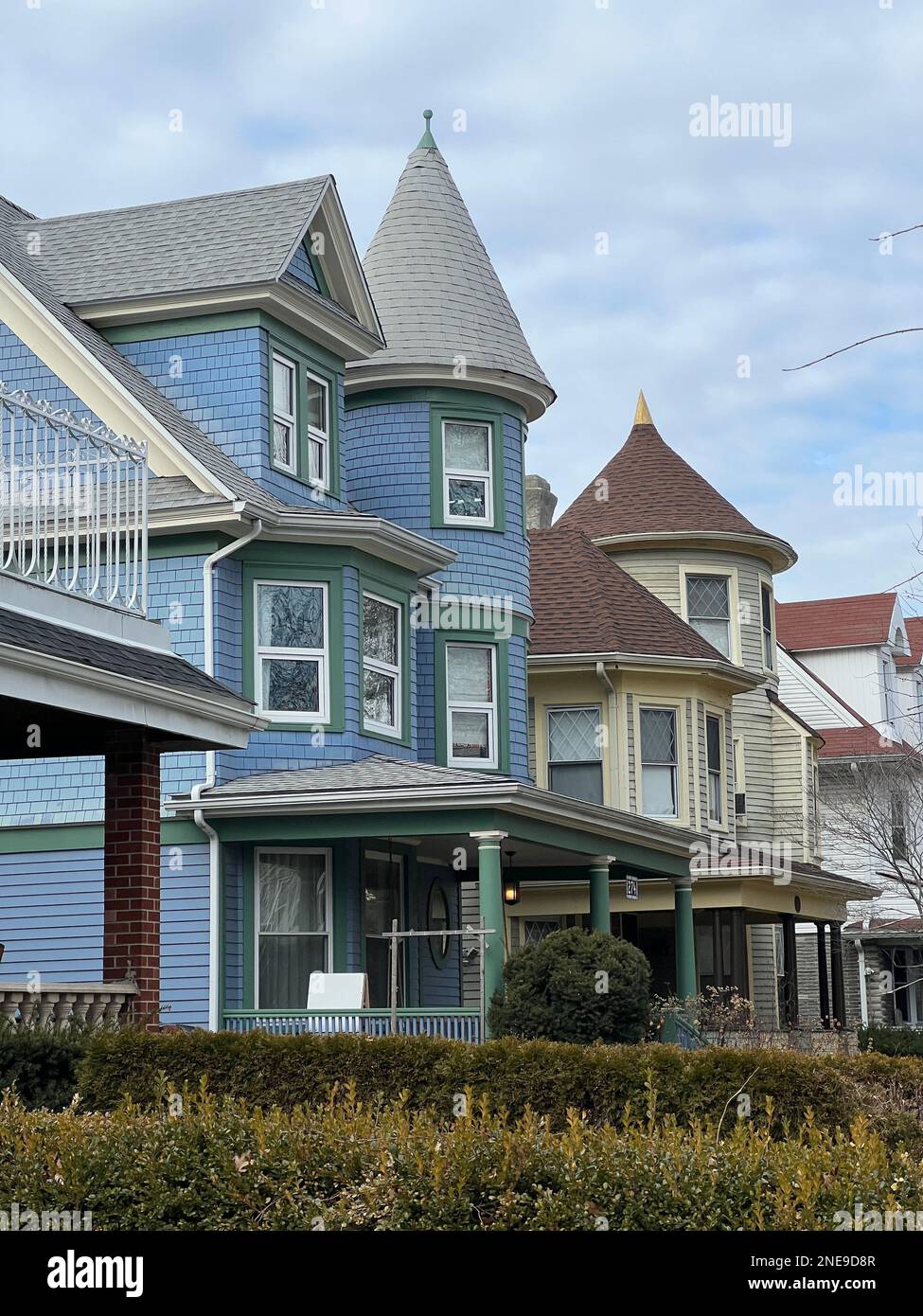 Victorian architecture in the residential Ditmas Park neighborhood of ...