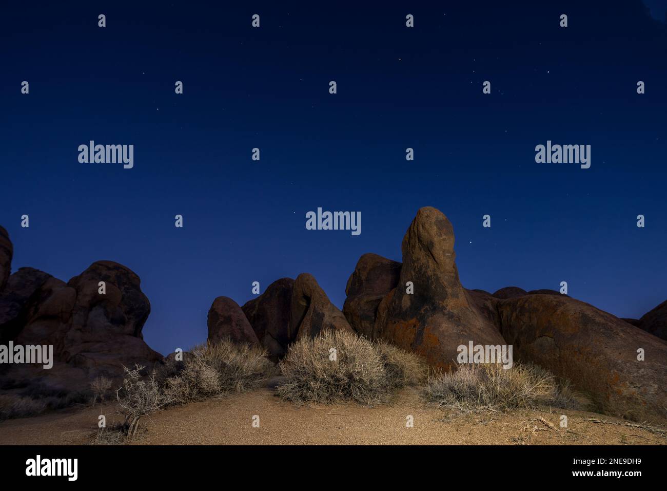 Nighttime image of The Alabama Hills with Stars Stock Photo - Alamy
