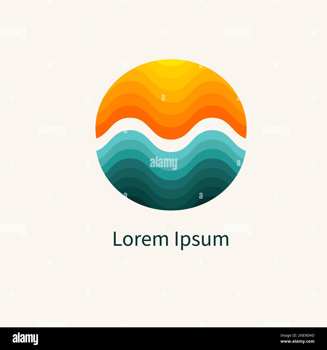 Sun and sea. Symbol of journey. Round logo for travel agency, resort ...