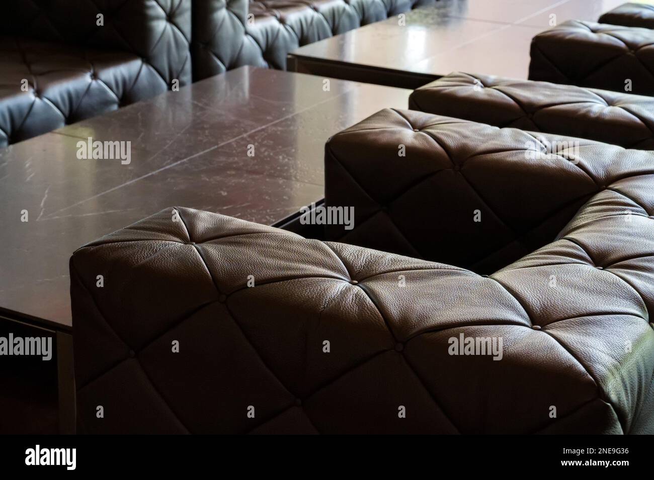 View of sofa material made of leather with an elegant brown color, Sofa ...