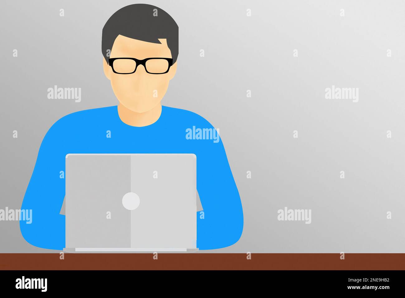 illustration of software developer working with laptop Stock Photo - Alamy