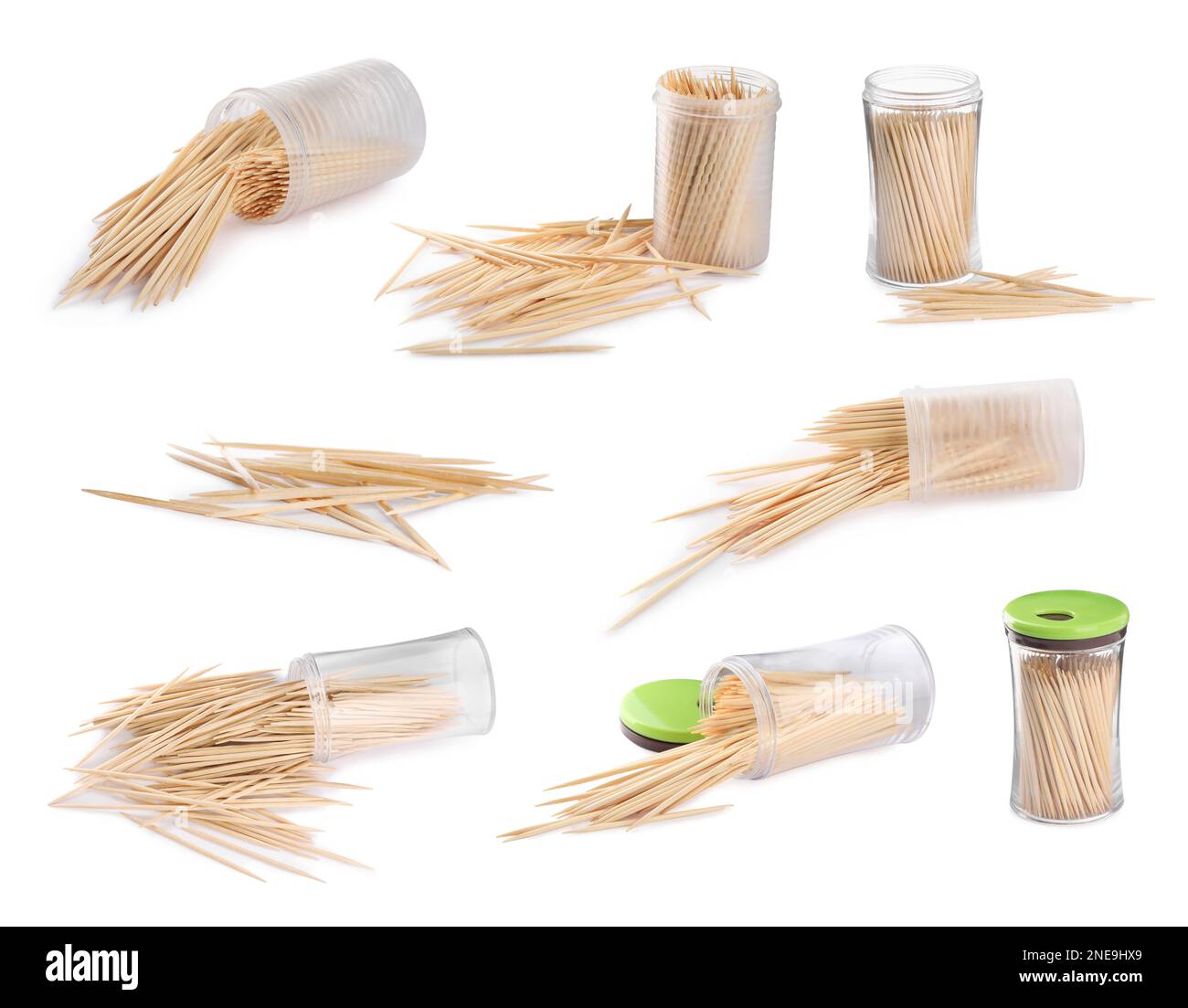 Set with wooden toothpicks on white background Stock Photo - Alamy