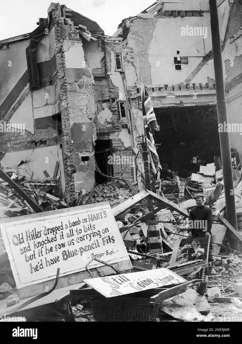 This sign, pitched amongst debris on the site of a ?blitzed? London ...
