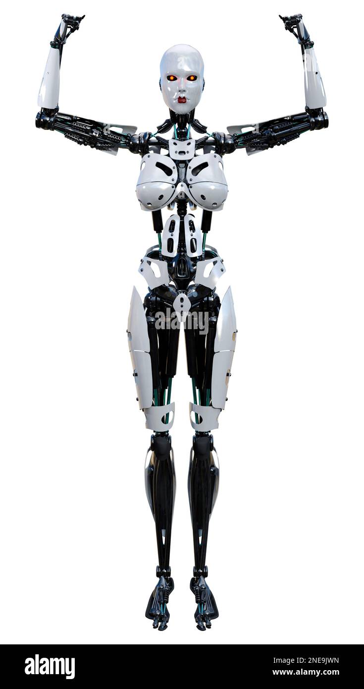 3D rendering of a female robot isolated on white background Stock Photo ...