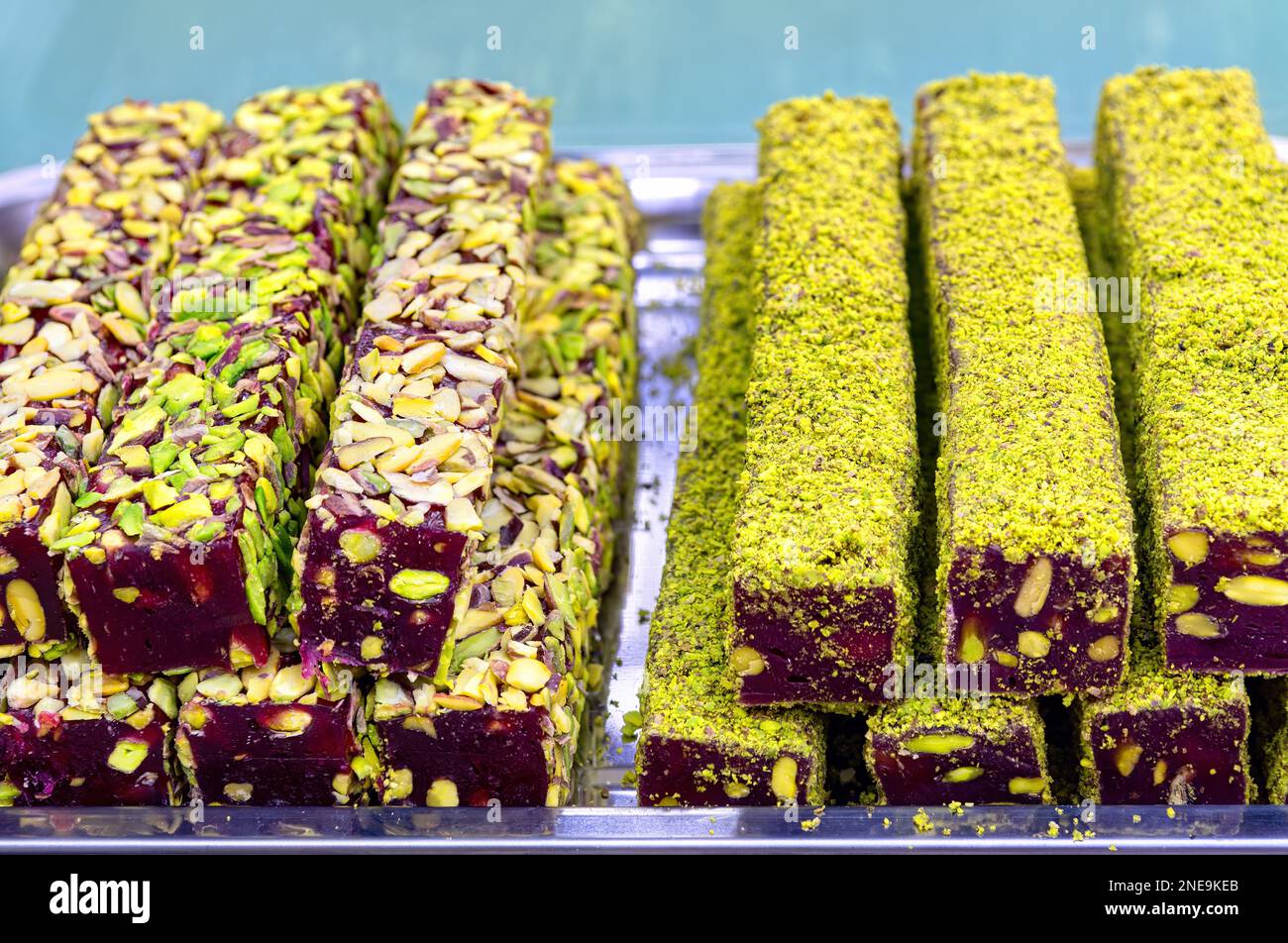 Oriental Sweets. Traditional Turkish Delight (Rahat Lokum) Close-up ...