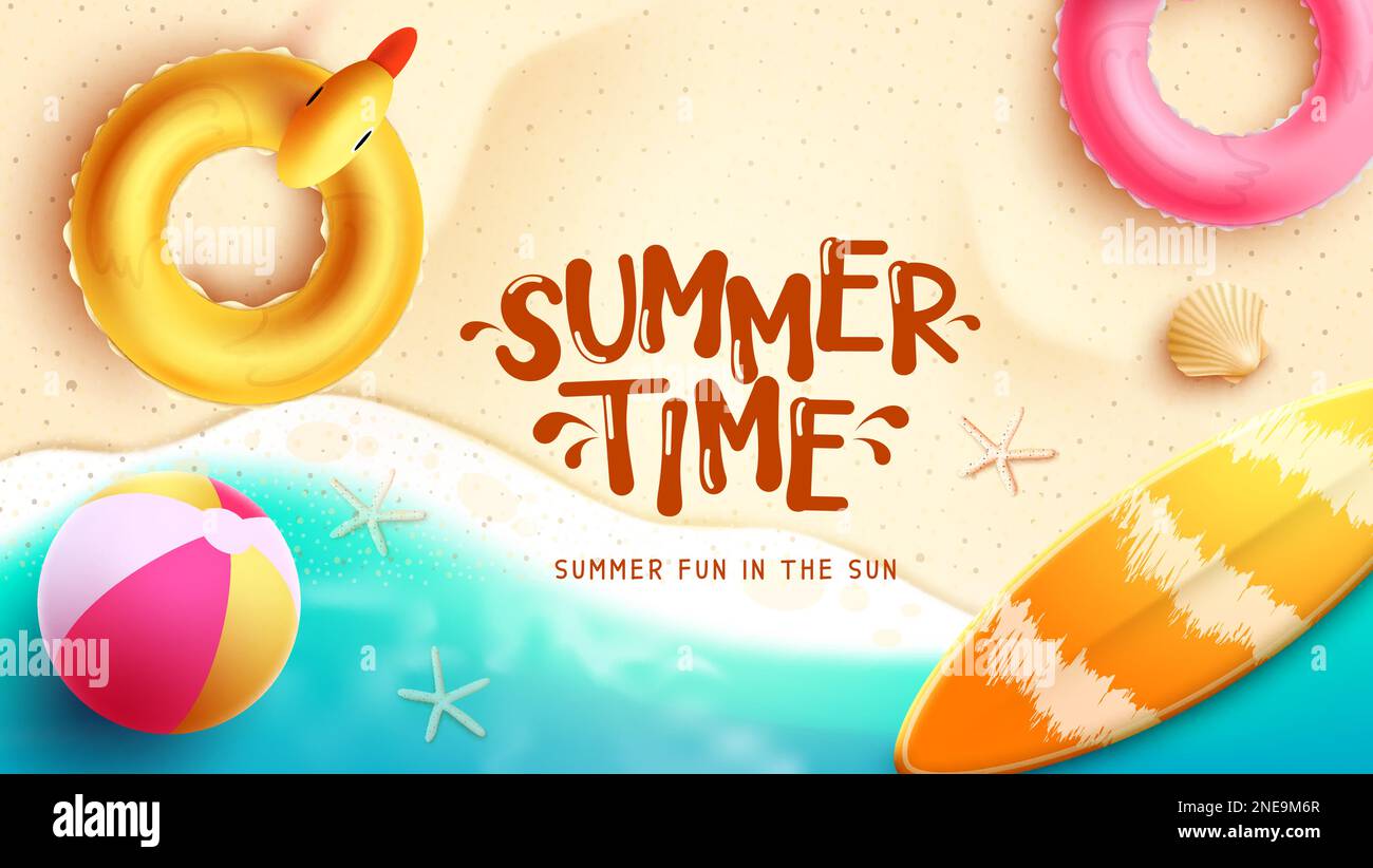 Summer time vector design. Summer time text in sea background with ...