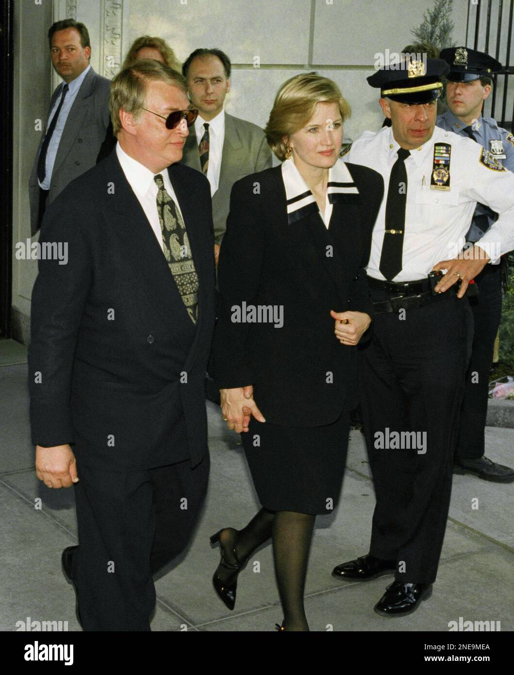 Newscaster Diane Sawyer, center, and her husband Mike Nichols depart ...