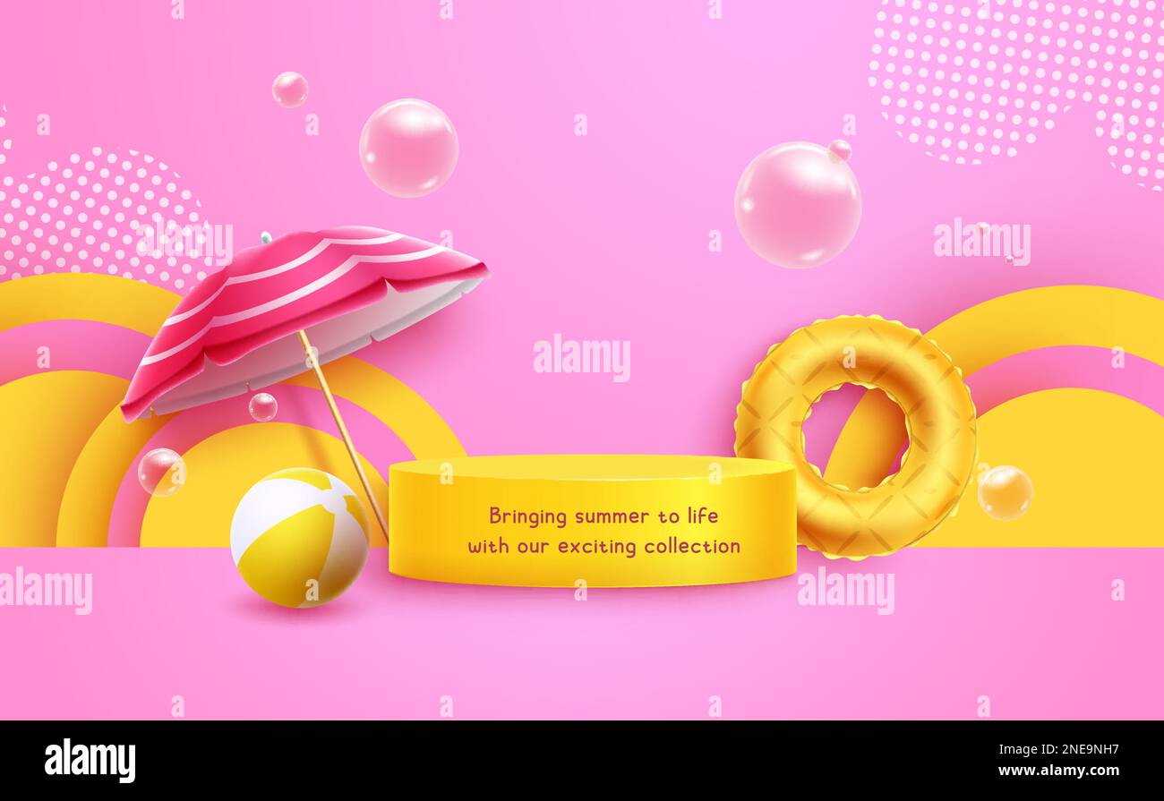 Summer podium vector design. Summer product presentation design with ...