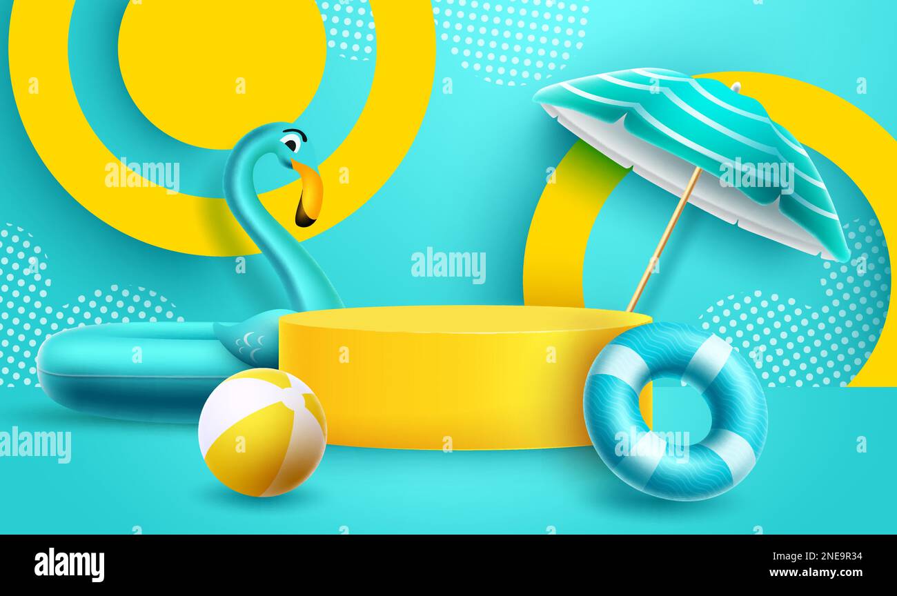 Summer podium vector design. Summer product mock up display with beach ...