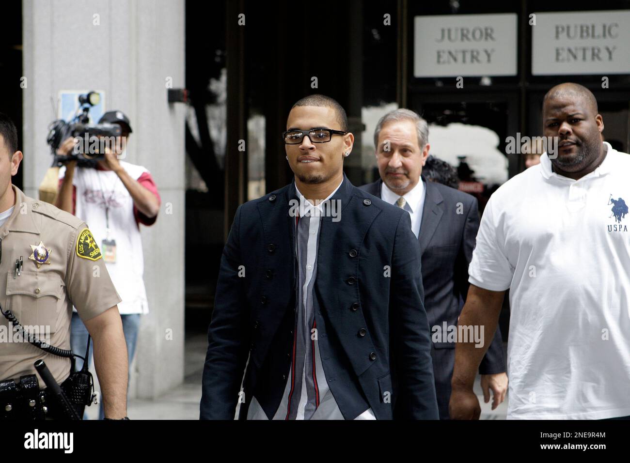 R&B singer Chris Brown leaves Los Angeles Superior Court with his ...