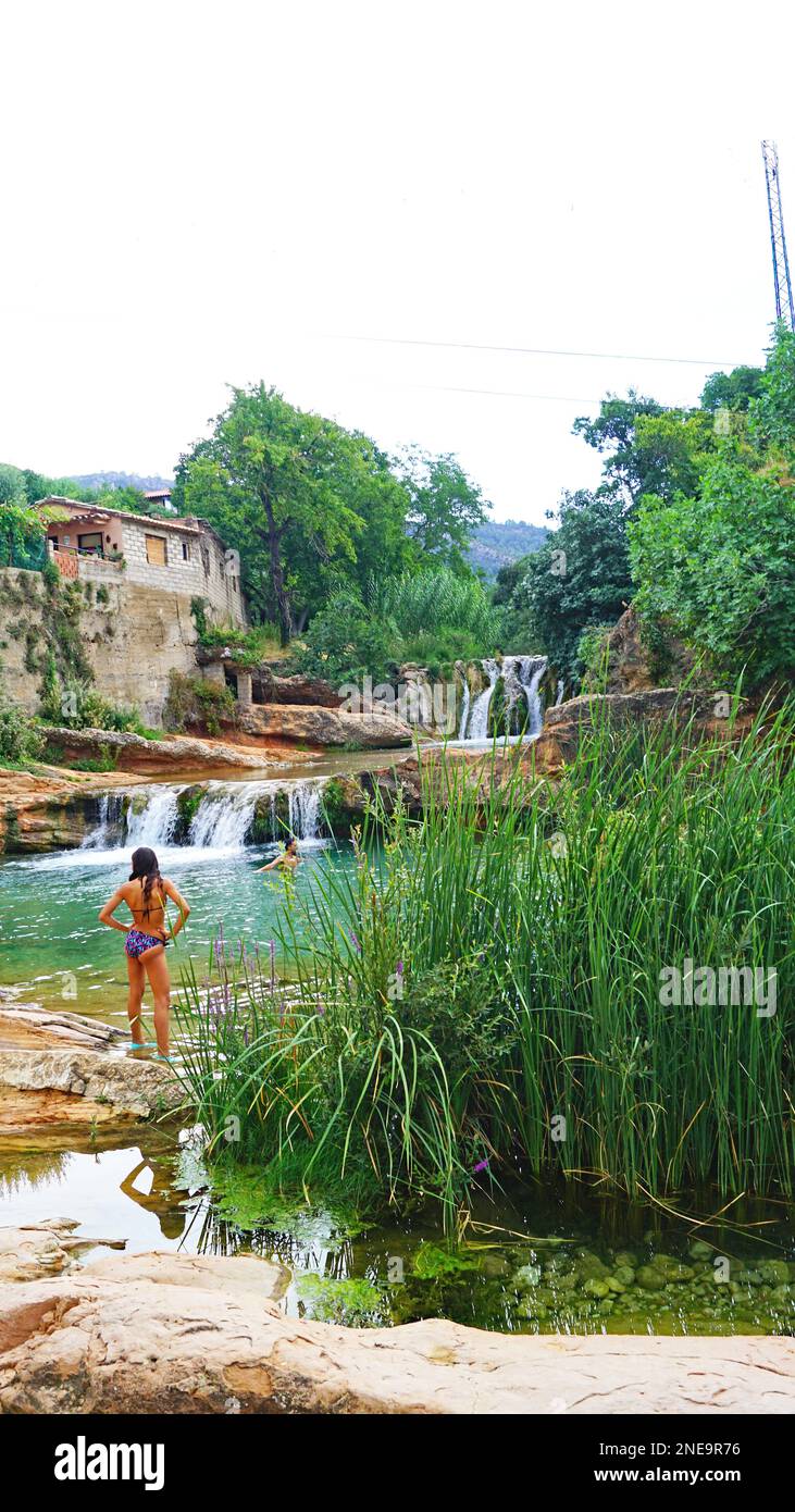 La Pesquera poza or natural pool in Beceite, Teruel, Aragon, Spain ...