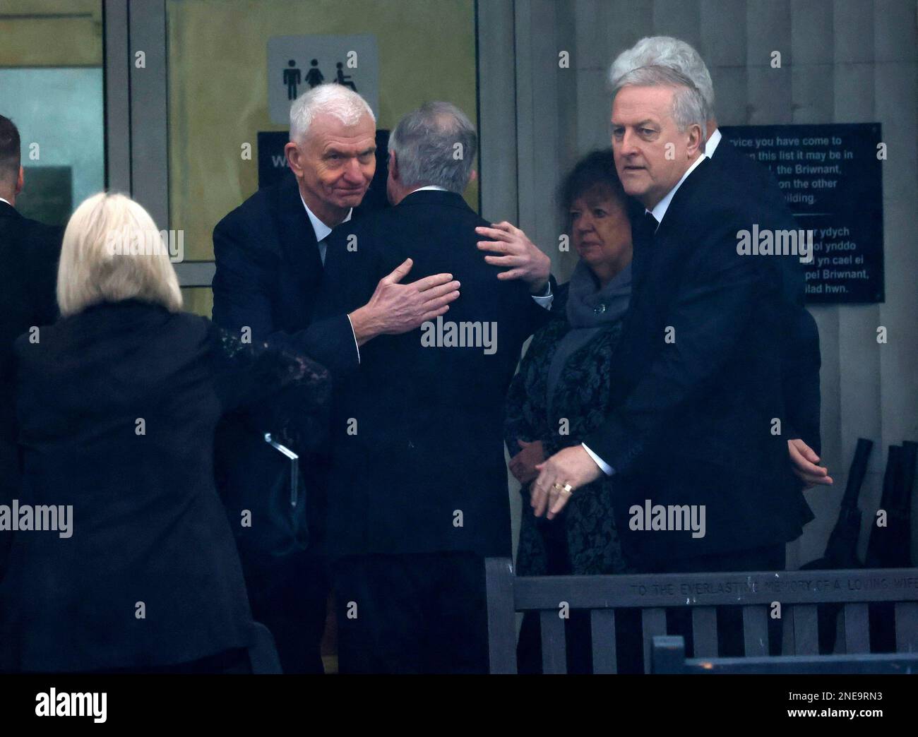 Wale's First minister Mark Drakeford (centre) arriving for the funeral ...