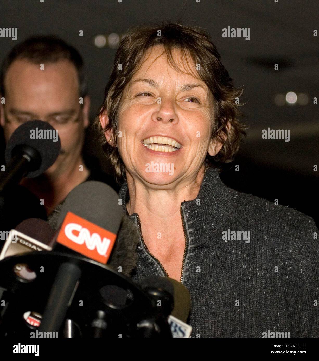 Carla Thompson, 53, of Meridian, Idaho, smiles as she speaks after ...