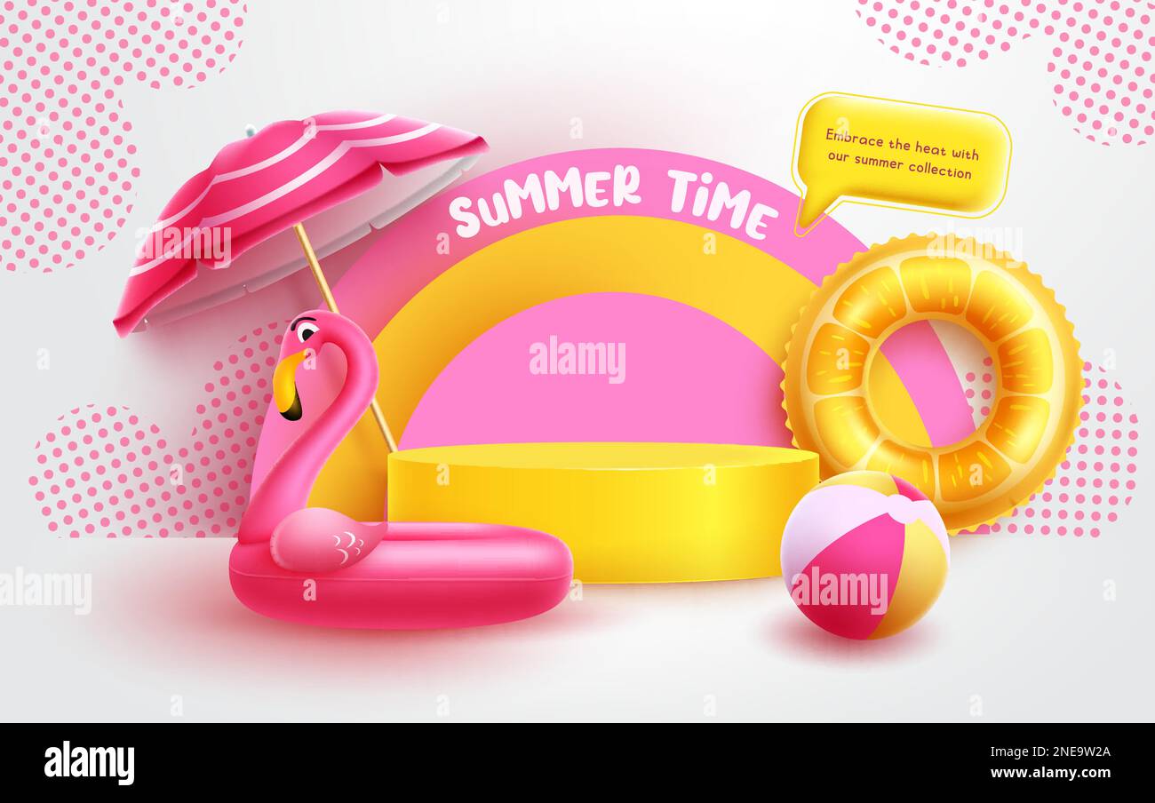 Summer time vector design. Summer time text in product display podium ...