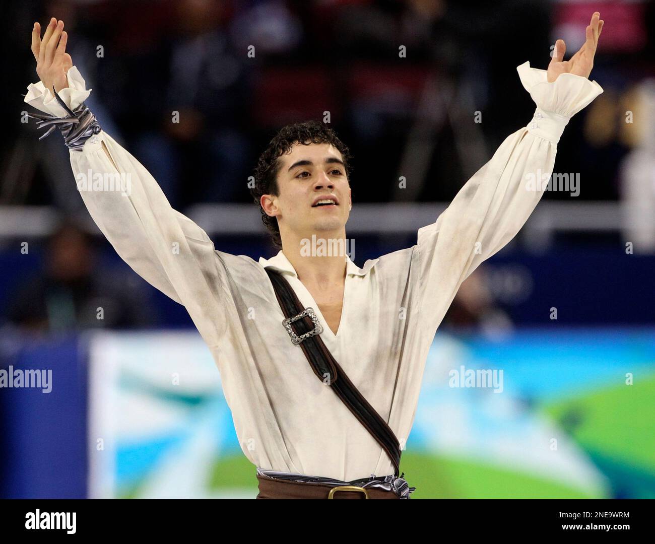 Spain's Javier Fernandez reacts after performing his free program ...