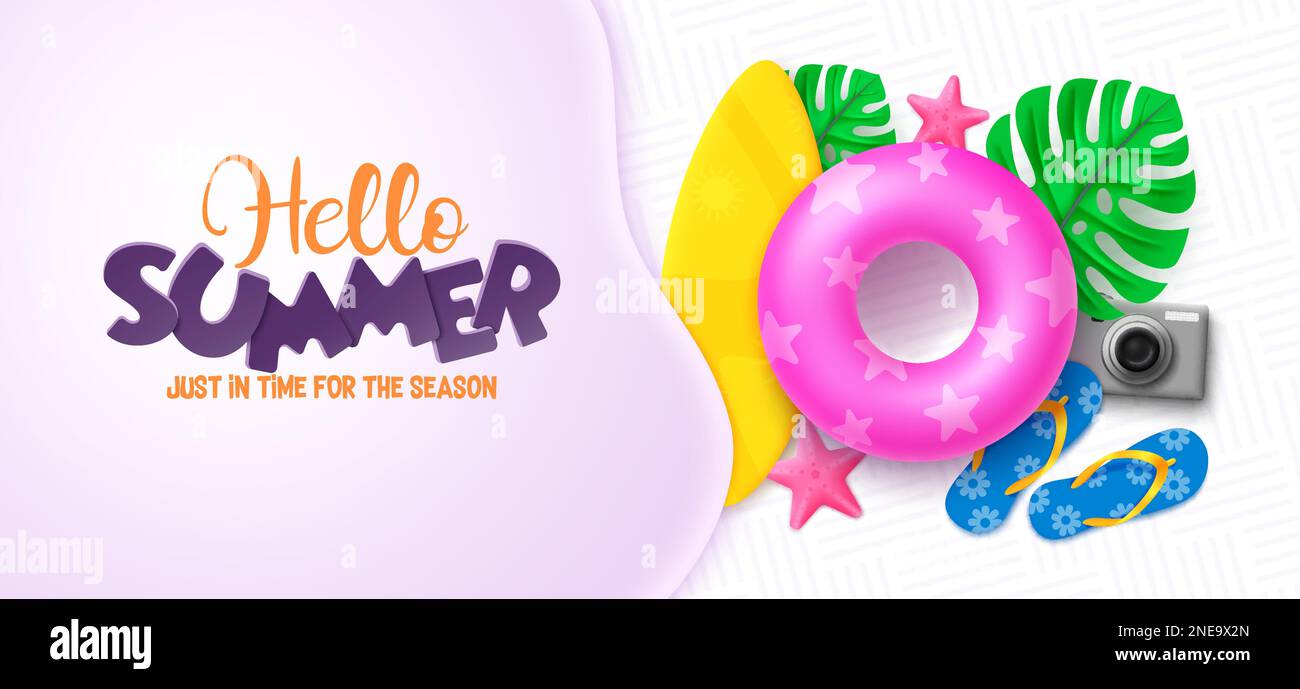 Hello summer vector template. Hello summer text in empty space with ...