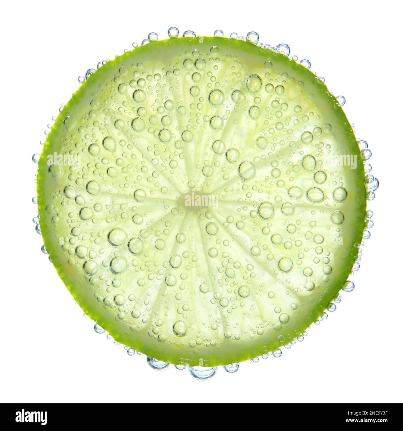 Fresh lime slice in sparkling water on white background Stock Photo - Alamy
