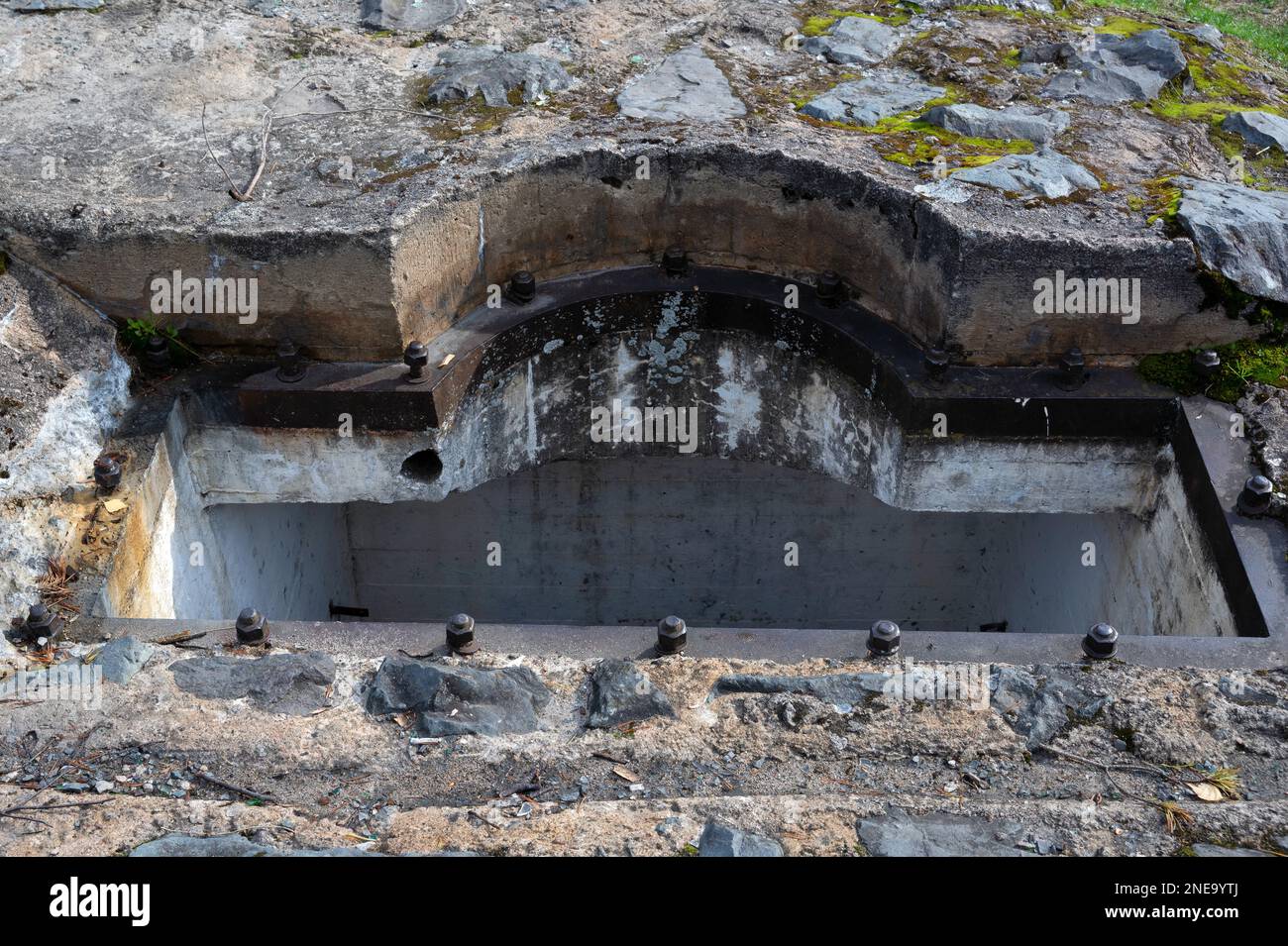 Finnish fortified area during the Soviet-Finnish war, close-up photo ...