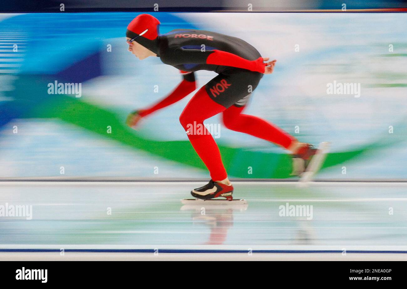 Norway's Hege Bokko skates during the women's 1,000 meter speed skating ...