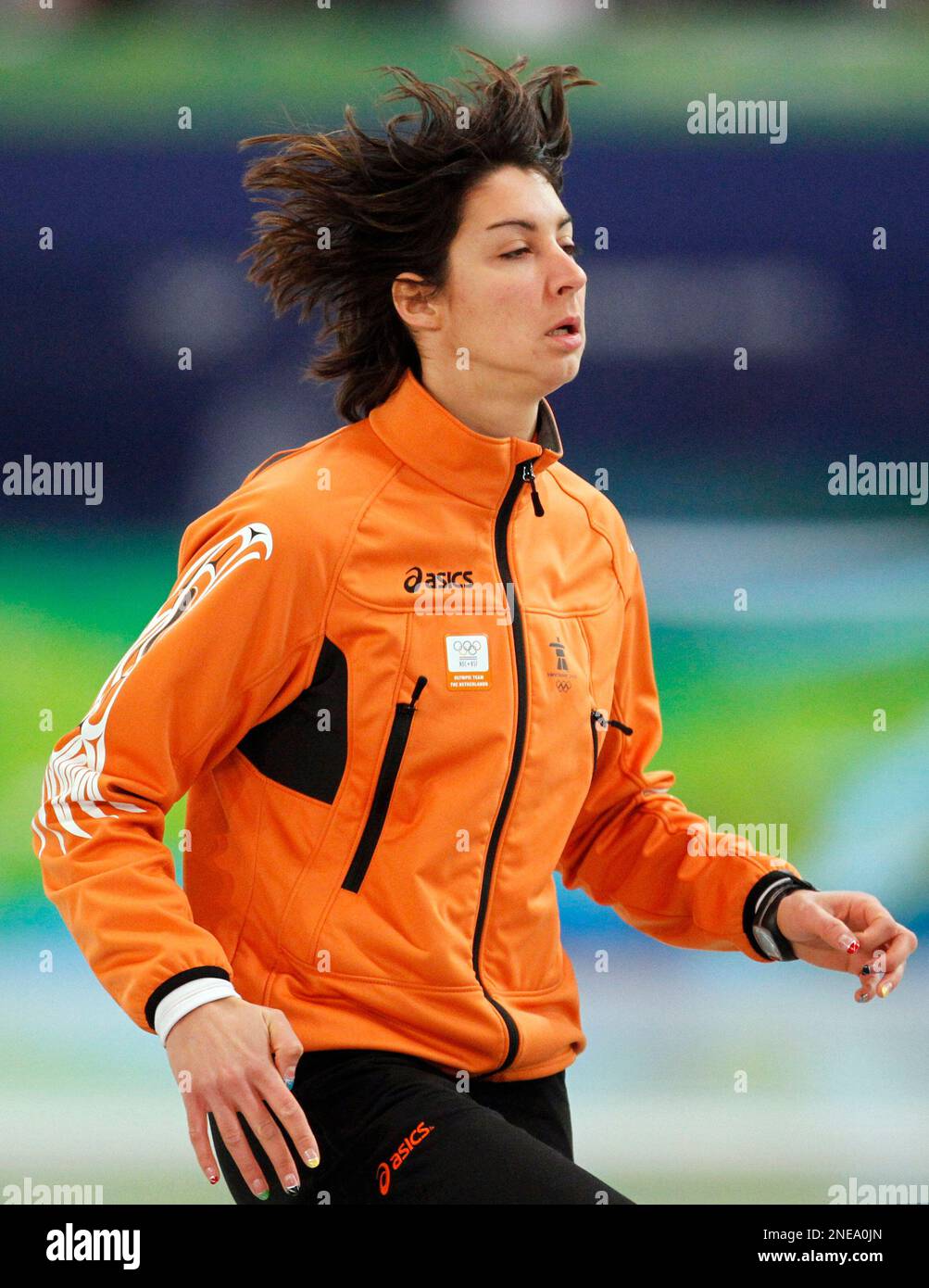 Netherlands's Margot Boer exercises prior to the women's 1,000 meter ...