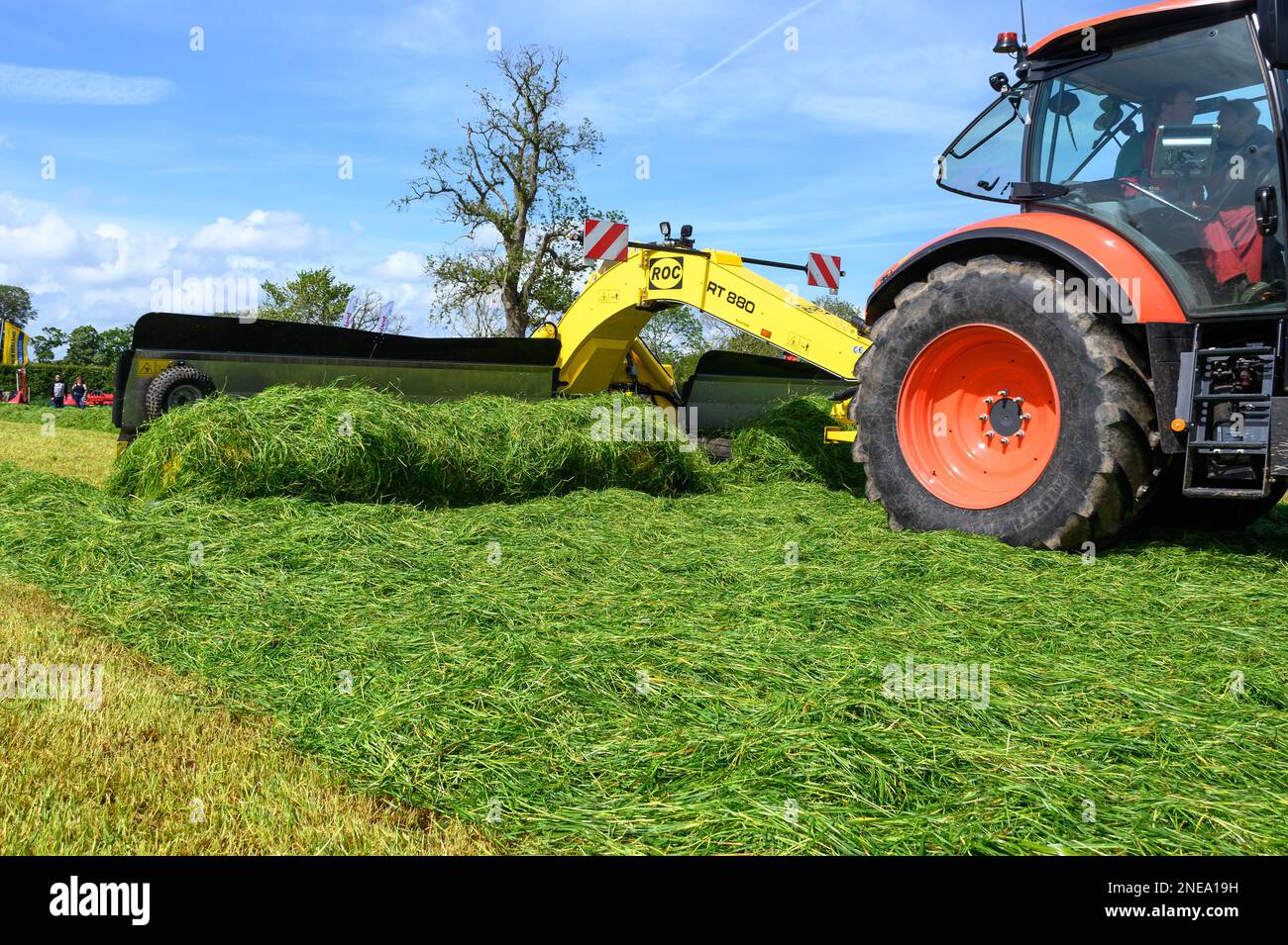 Rowing up grass with a ROC RT880 sward merger, which puts grass into ...