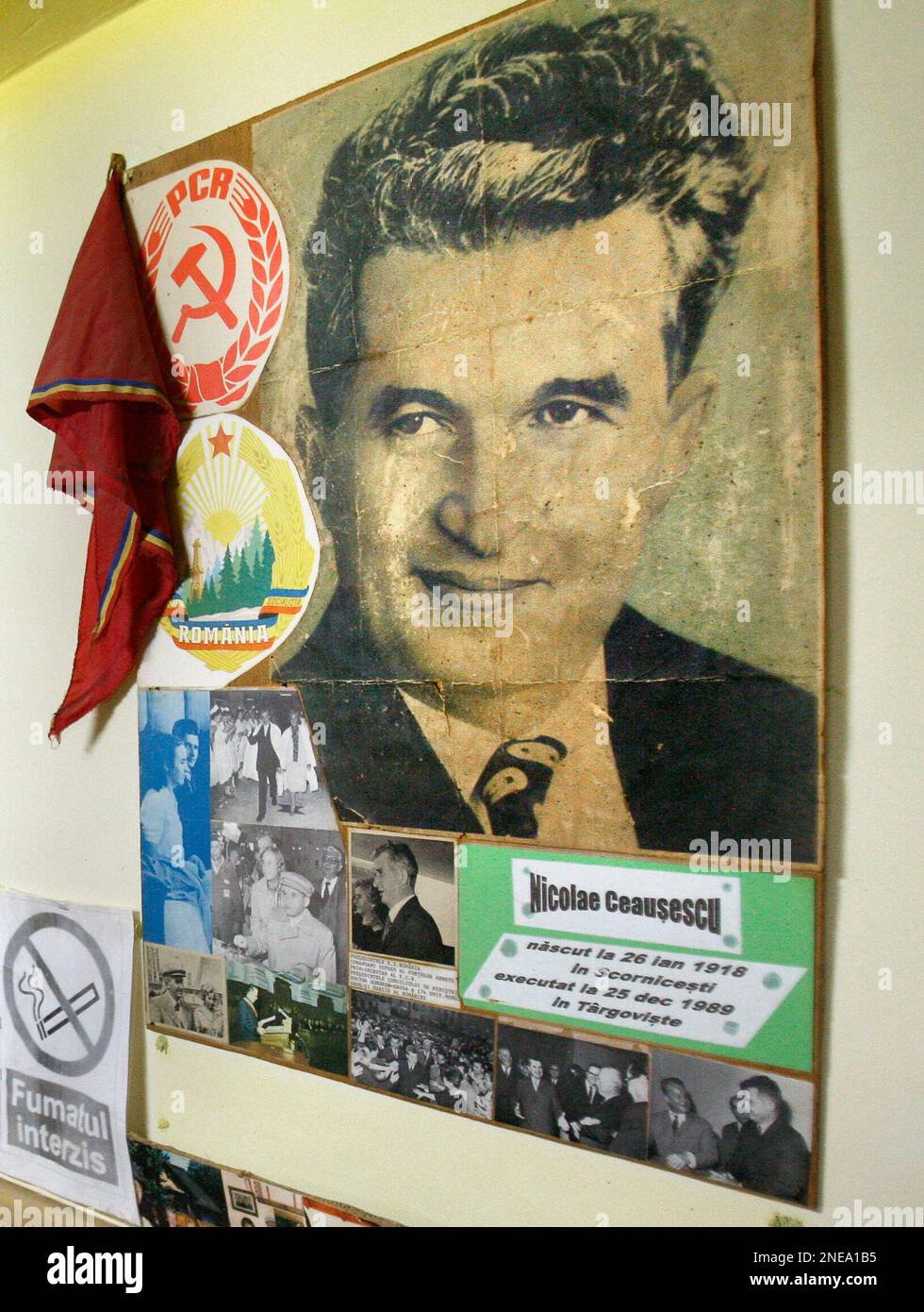In this photo taken Dec. 15, 2009, a portrait of Romanian communist ...
