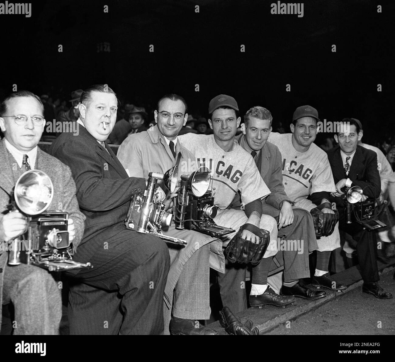 Ed Maloney, Harry Hall, Murray Becker, Andy Pafko, Cub centerfielder ...
