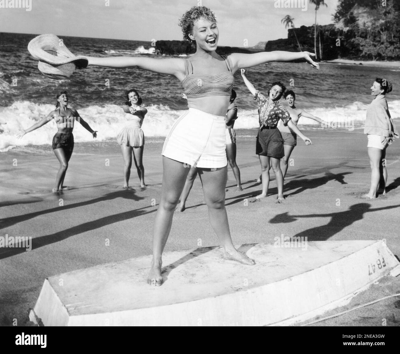 Actress Mitzi Gaynor during filming of "South Pacific" in Hawaii at ...