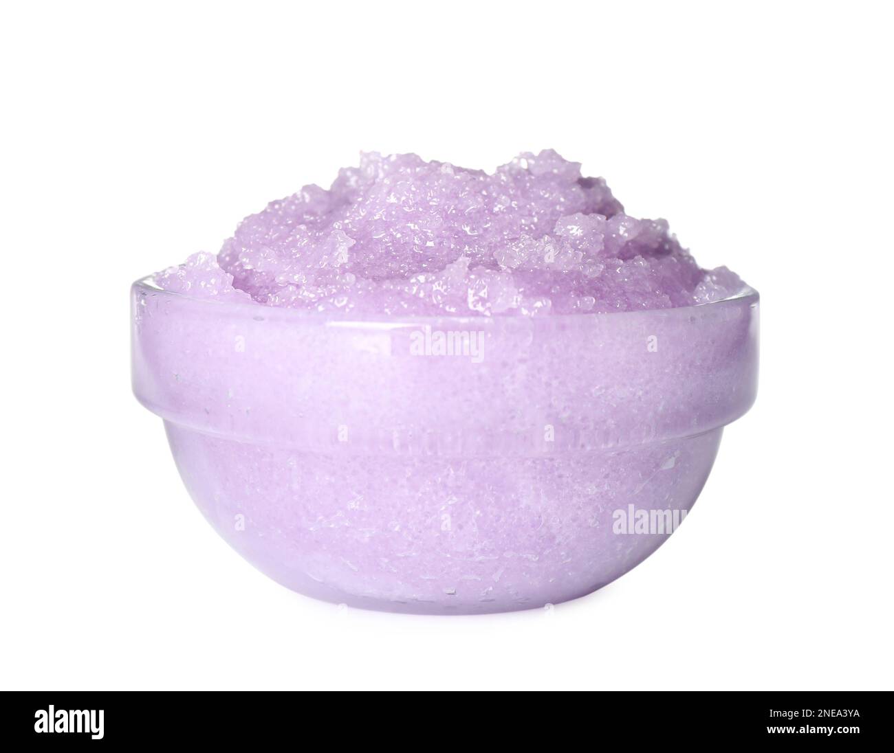 Glass bowl of violet body scrub isolated on white Stock Photo - Alamy