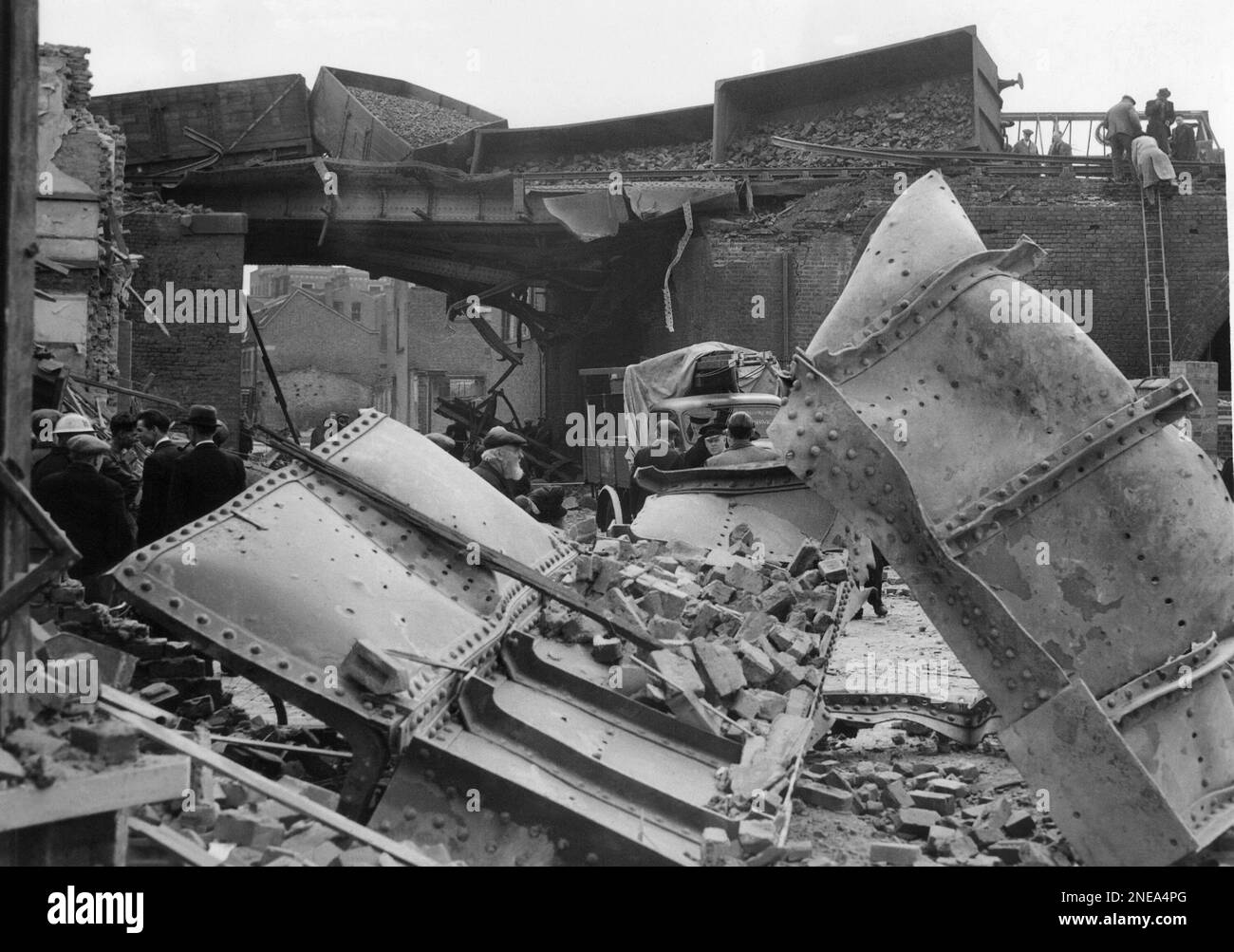 The southern railway bridge over Station Road, Camberwell was wrecked ...