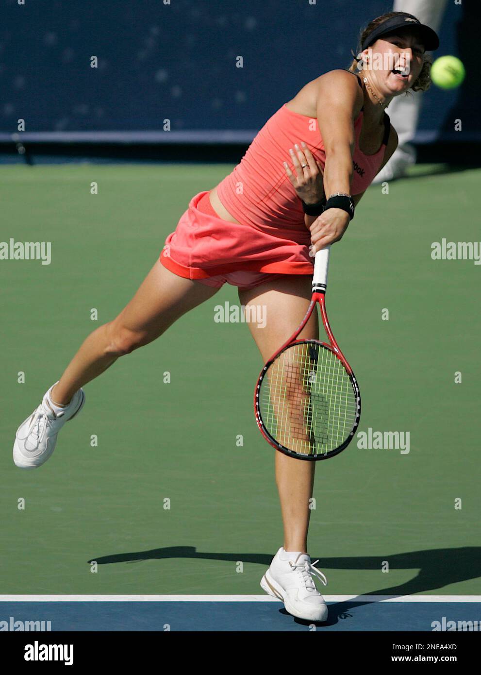 Israel's Shahar Peer serves the ball to China's Na Li during the ...