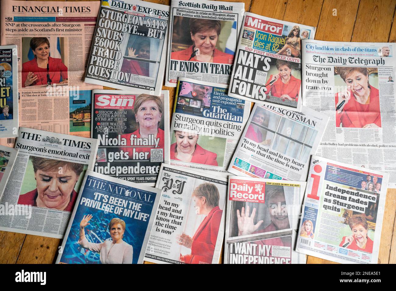 Front pages of some of the Scottish editions of UK national newspapers ...
