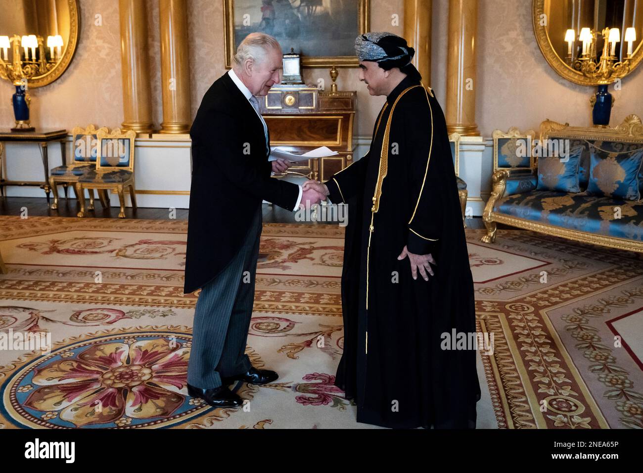 Britain's King Charles III receives Mr Bader Mohammed Al Mantheri, the ...