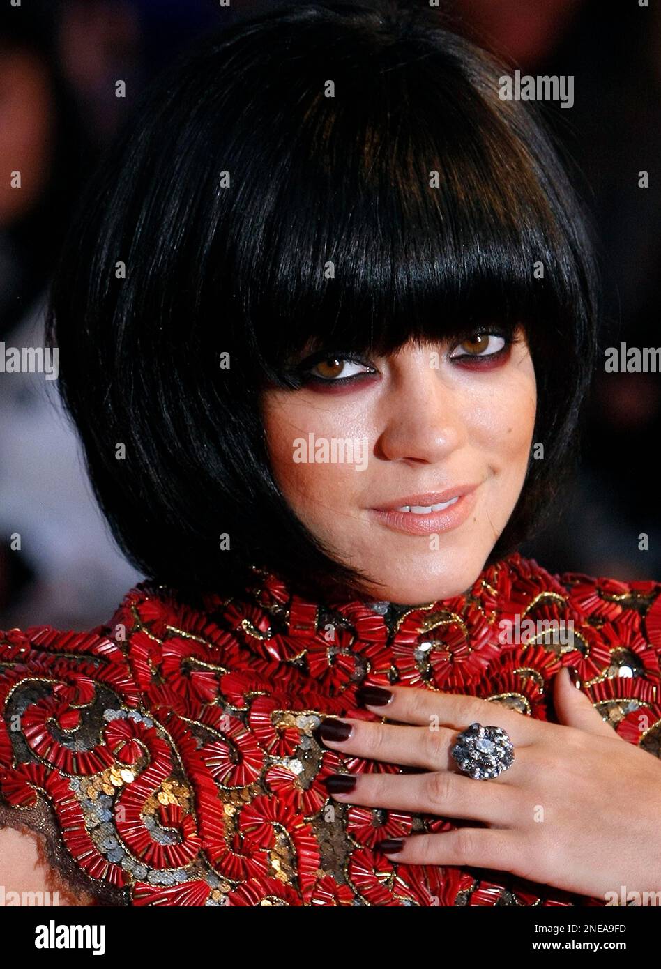 Lily Allen arrives at the Brit Awards 2010 in London, Tuesday, Feb. 16 ...