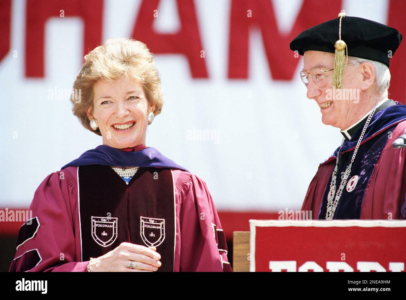 Mary Robinson, President of Ireland, smiles after receiving an honorary ...