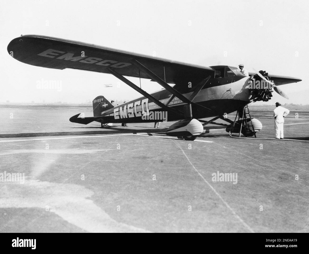 This is the specially-built monoplane Emsco, in which Ted S. Lundgren ...