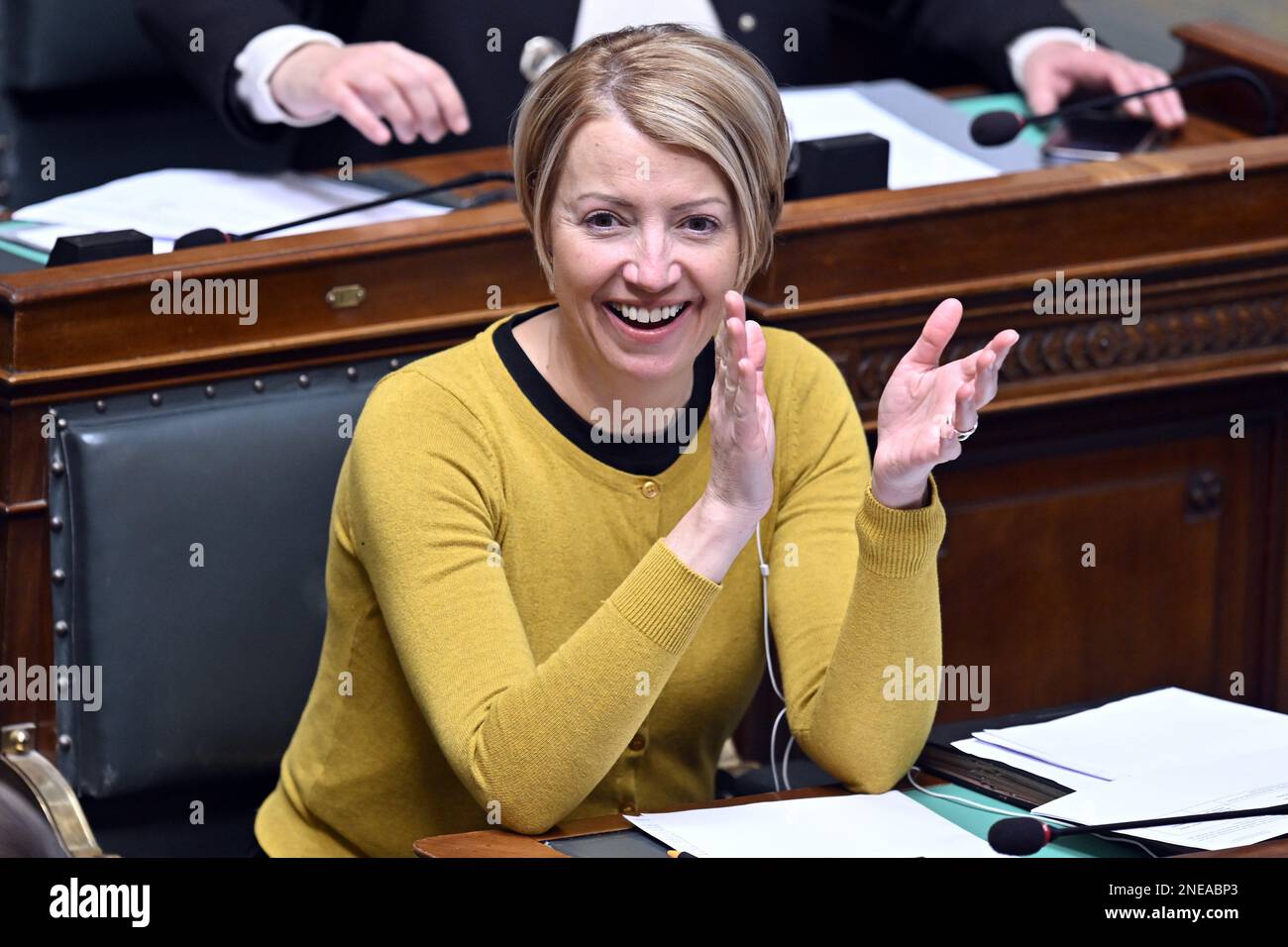 Les Engages' Catherine Fonck pictured during a plenary session of the ...