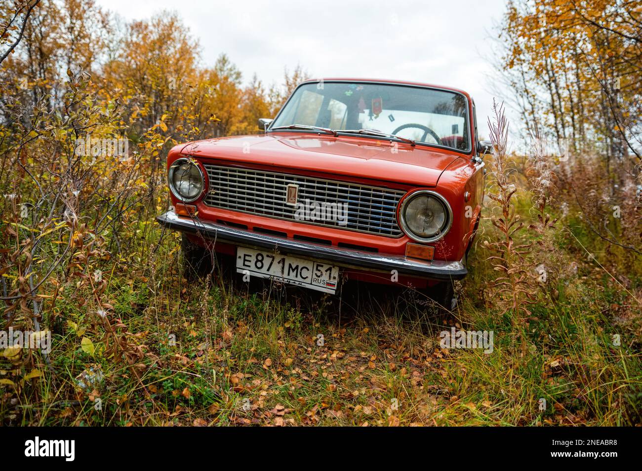 CAUCASUS, RUSSIAN - NOVEBMBER, 07, 2021:1970-car Jiguli Vaz-2101 ...