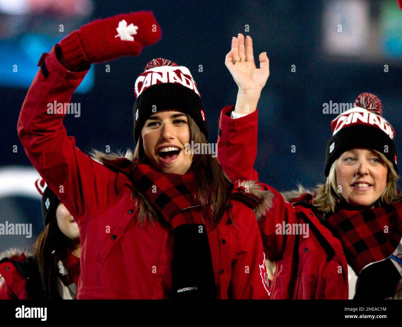 Figure skater Cynthia Phaneuf (left) and her coach Annie Barabe wave ...