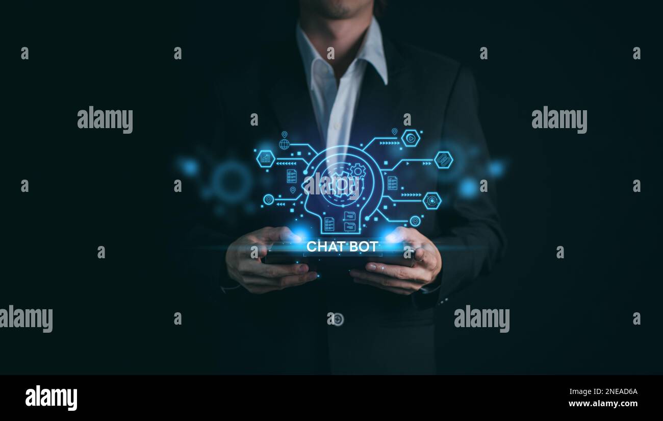 ai, artificial, intelligence, chatbot, growing, man, tablet, concept ...