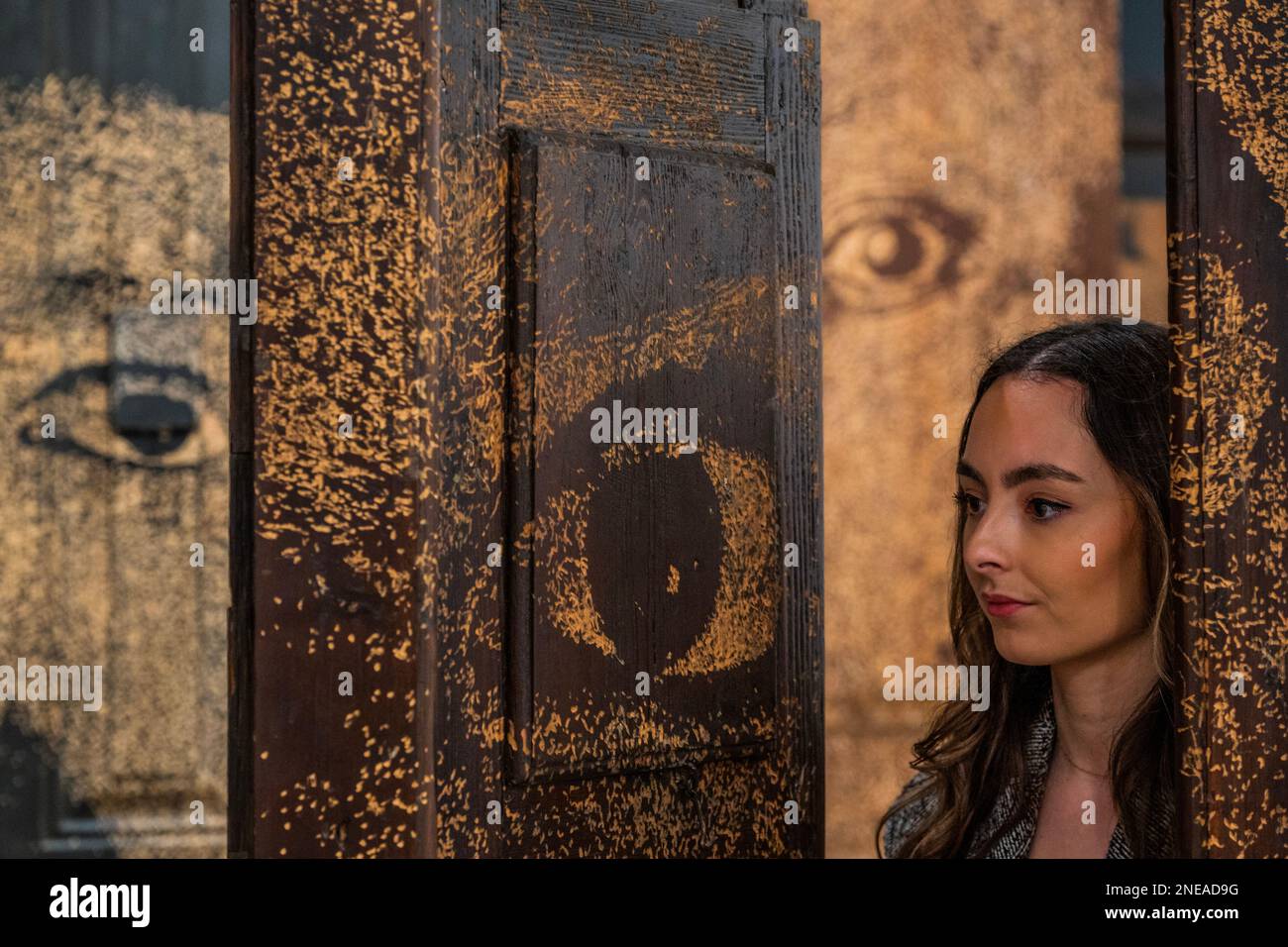 London, UK. 16th Feb, 2023. Doors by VHILS - BEYOND THE STREETS LONDON ...