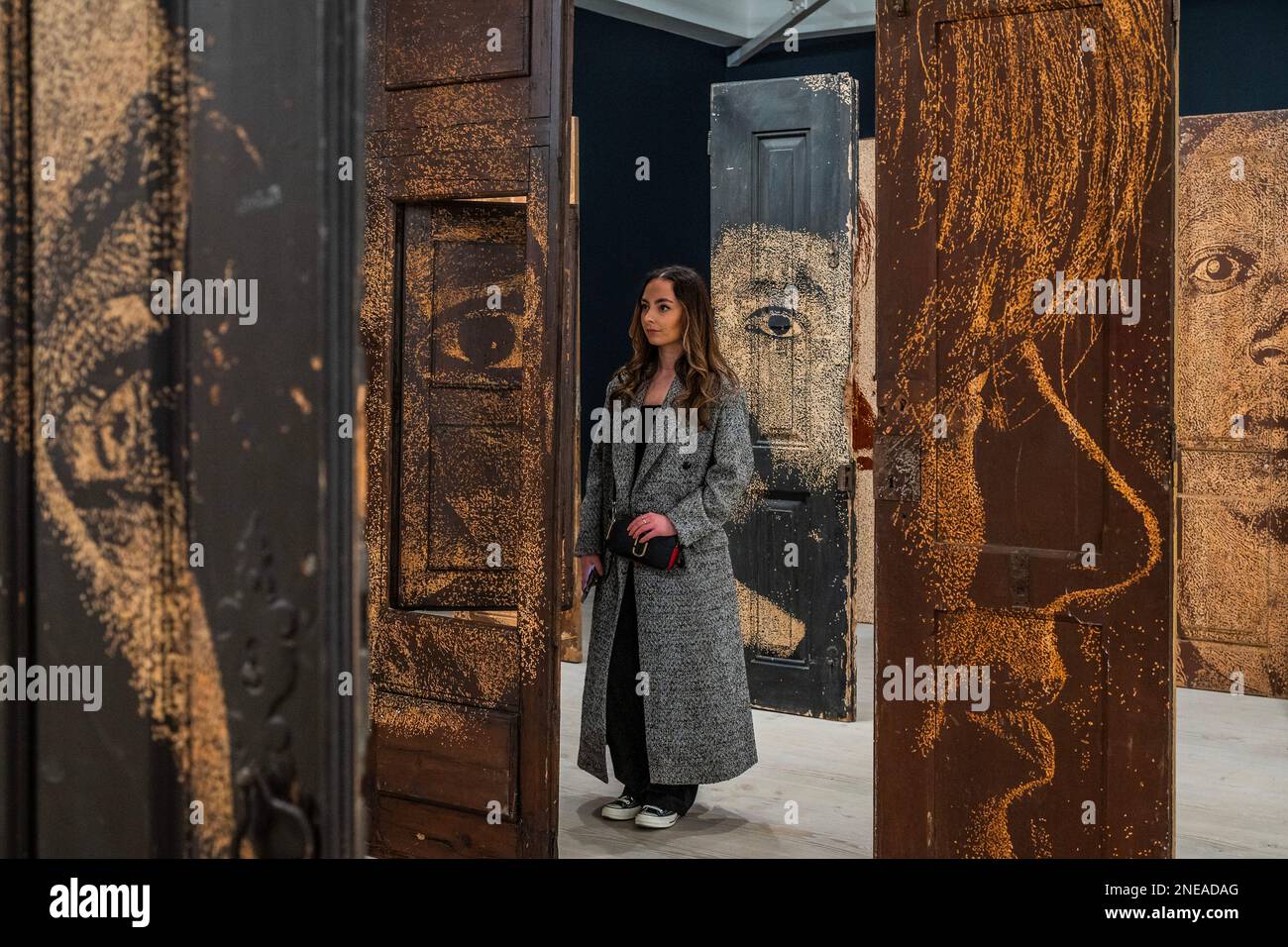 London, UK. 16th Feb, 2023. Doors by VHILS - BEYOND THE STREETS LONDON ...